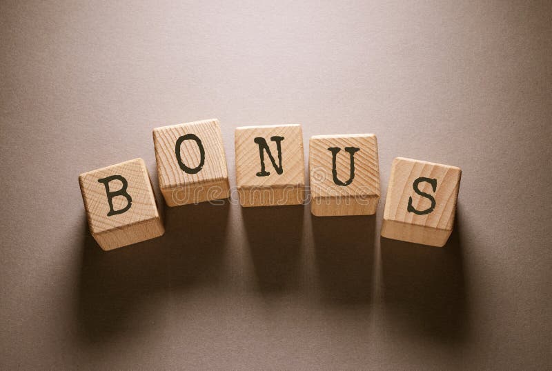 Bonus Word with Wooden Cubes Stock Photo - Image of creativity ...
