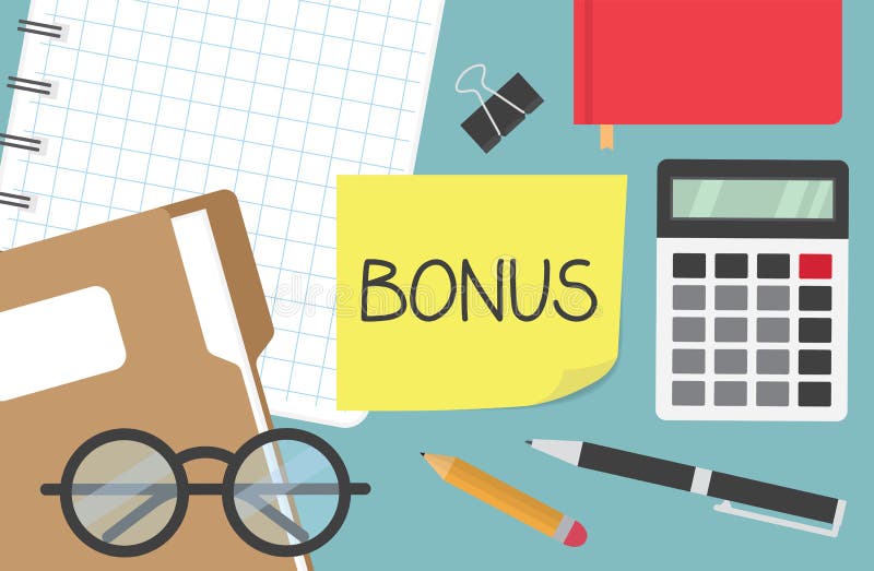 Bonus Written on Yellow Sticky Note on Office Desk Stock Vector ...