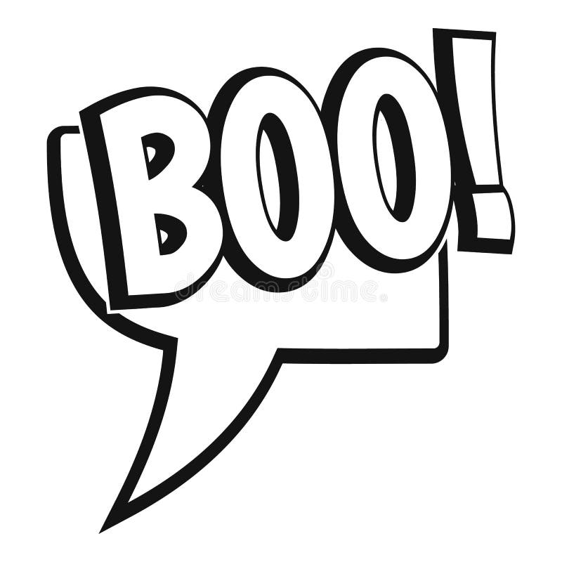 BOO, Comic Text Speech Bubble Icon, Simple Style Stock Vector ...