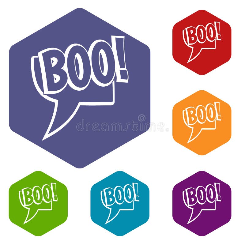 BOO, Comic Text Speech Bubble Icons Set Hexagon Stock Vector ...