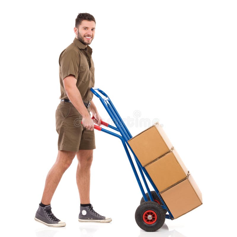 Boodschapper Die Met Een Leveringskar Lopen Stock Foto - Image of ...