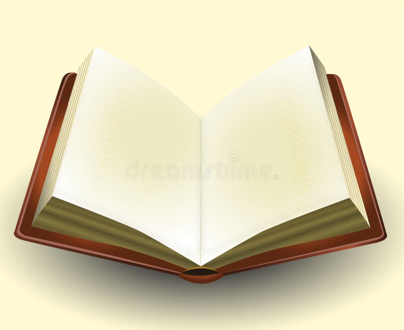 Open Brown Book Vector. Open Empty Old Book Realistic Cartoon Stock ...