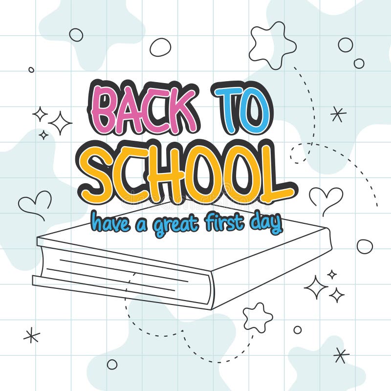 Book and Back To School Message with Stars and Grid Vector Stock Vector ...