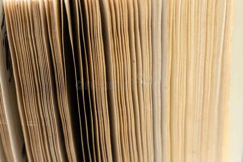 Book Background. Stack of Books in the Library. Old Yellow Pages of ...