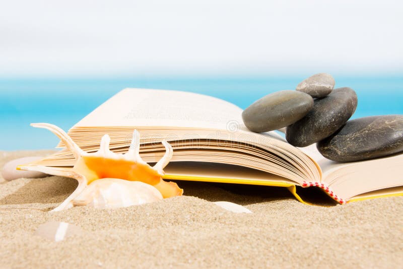 Book on the beach stock image. Image of stack, shell - 138181689