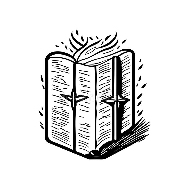 Book Bible Icon Hand Draw Black Colour Easter Sunday Logo Symbol ...