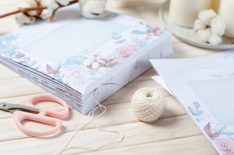 Book Binding. Thread and Pages. Handmade Coptic Binding. Scrapbooking ...