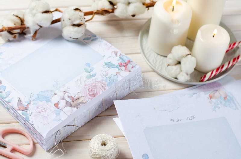 Book Binding. Thread and Pages. Handmade Coptic Binding. Scrapbooking ...