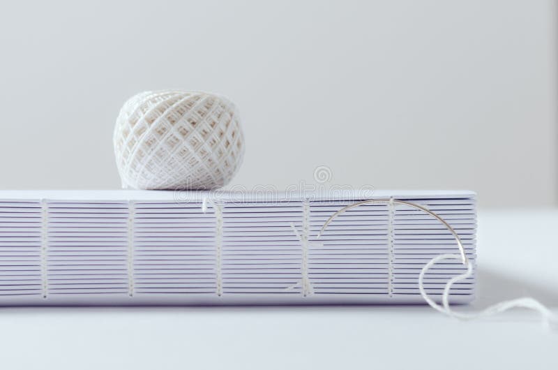Coptic Binding Process. Book Binding. Thread and Pages. Copy Space ...