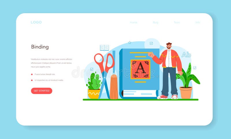 Book Binding Web Banner or Landing Page. Printing House Technology ...