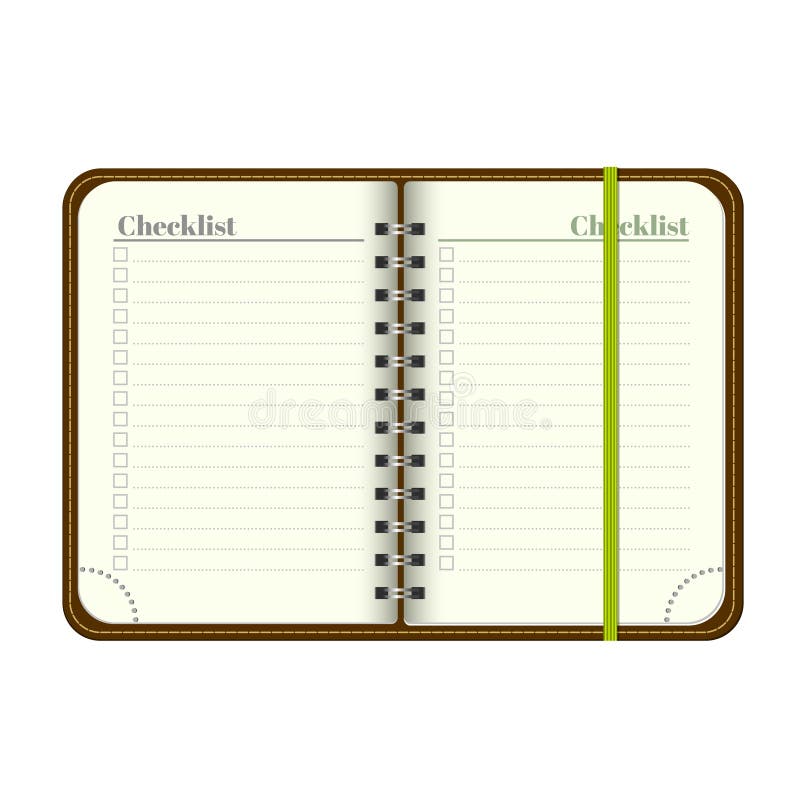 Book with Blank Checklist. Template Open a Blank Notepad. Vector ...