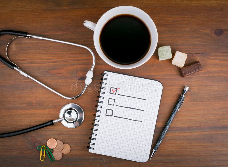 Book with Blank Checklist on Wooden Table Stock Image - Image of ...