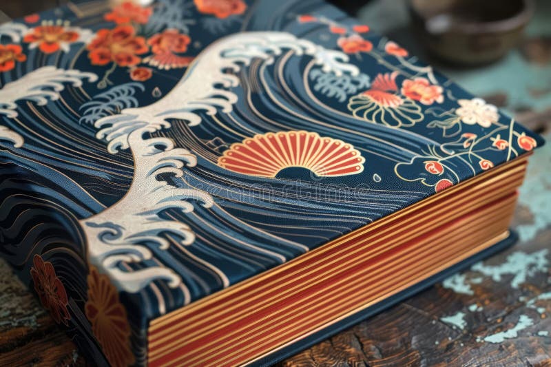 A Book with a Blue and White Cover with a Wave Pattern Stock ...