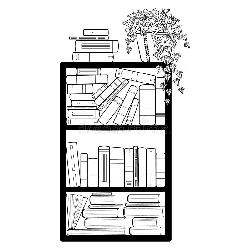 Bookcase Line Draw Vector Stock Illustrations – 87 Bookcase Line Draw ...