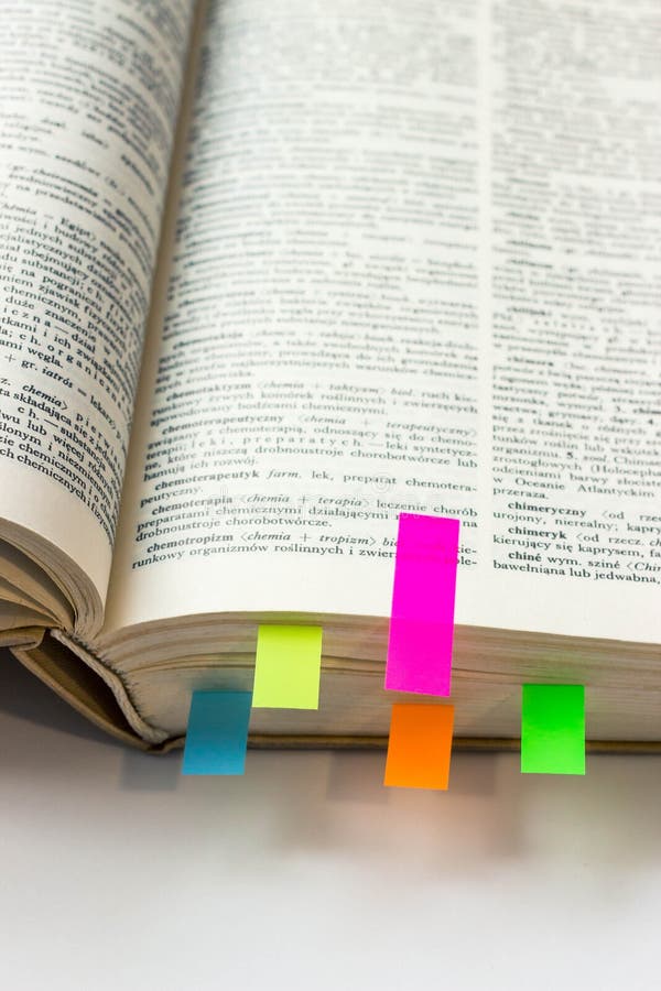 Book with Bookmarks on White Background. Stock Image - Image of yellow ...