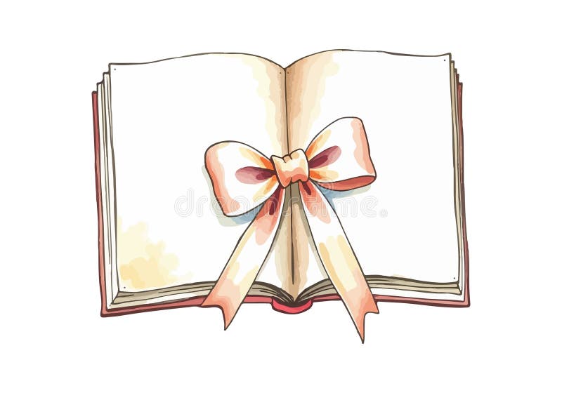 Book and a Bow on it Watercolour Vector Illustration. Stock ...