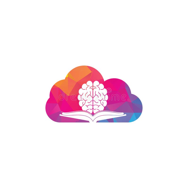 Book Brain Cloud Shape Concept Logo Design. Stock Vector - Illustration ...