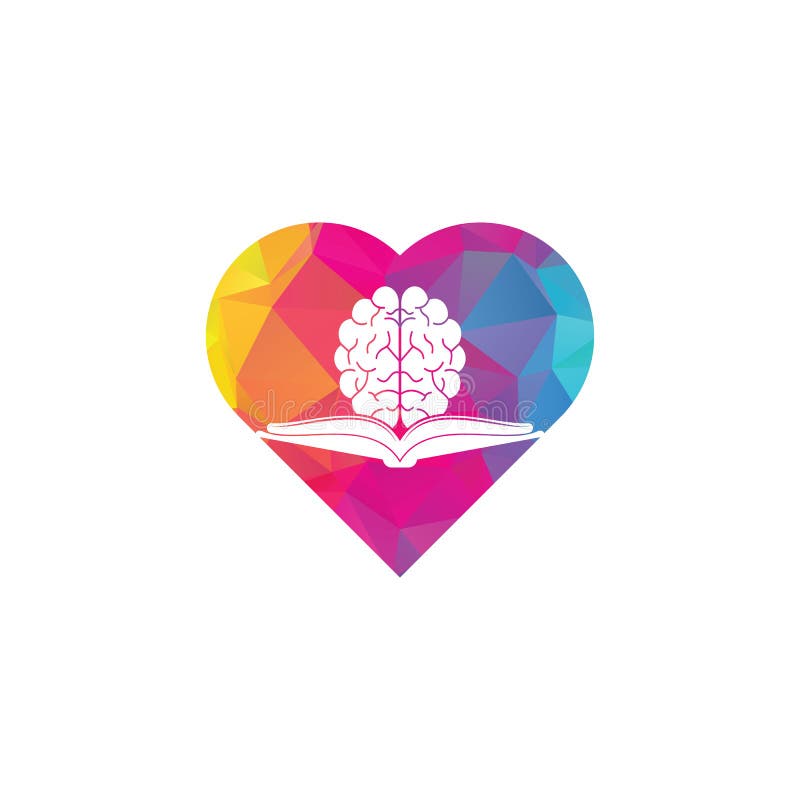 Book Brain Heart Shape Concept Logo Design. Stock Vector - Illustration ...