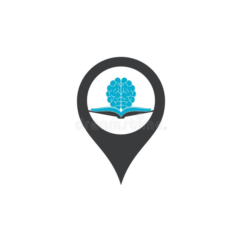 Book Brain Map Pin Shape Concept Logo Design. Stock Vector ...