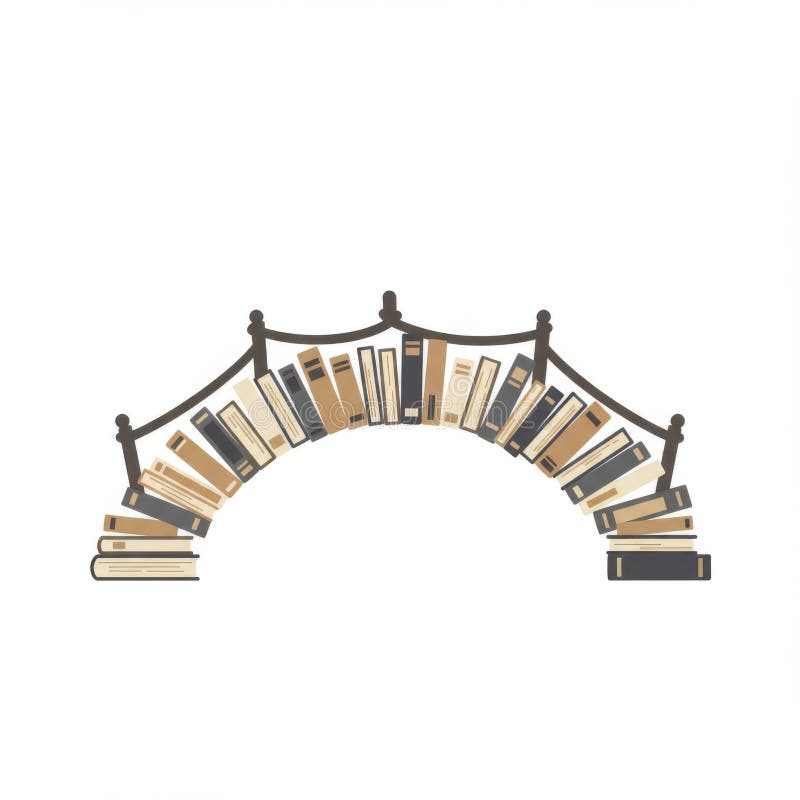 Book Bridge Illustration: Brown Beige Black Books Arch Structure Stock ...