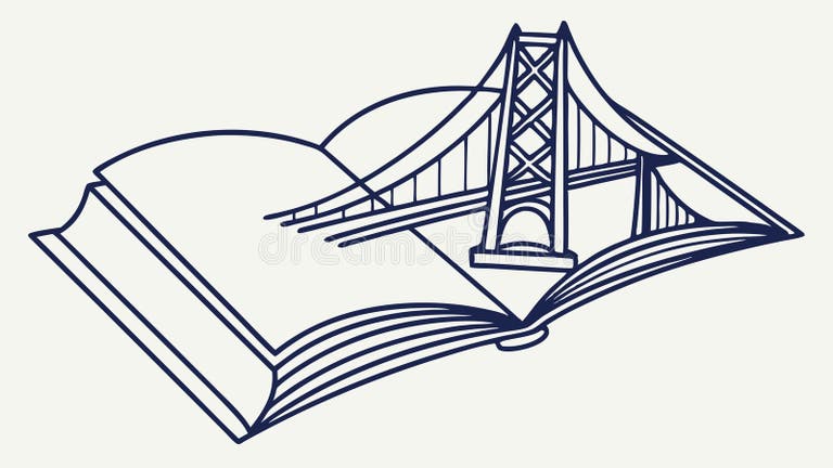 Book with Bridge Illustration, Symbolizing Connection and Knowledge ...