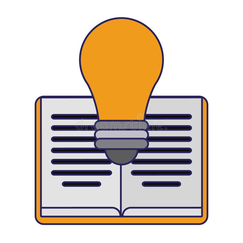 Book with Light Bulb and Pencil Black and White Stock Vector ...
