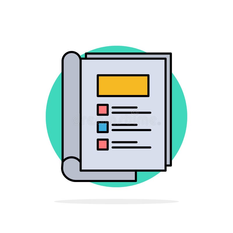Book, Bundle, Layout, Report Abstract Circle Background Flat Color Icon ...