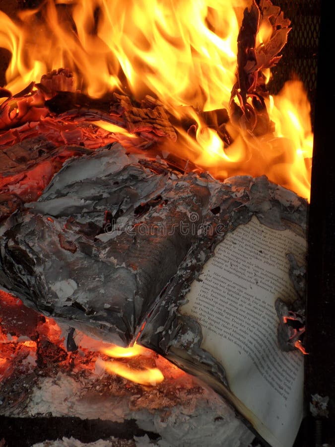 Burning Book with Fantail Flamming Sheets Stock Photo - Image of ...