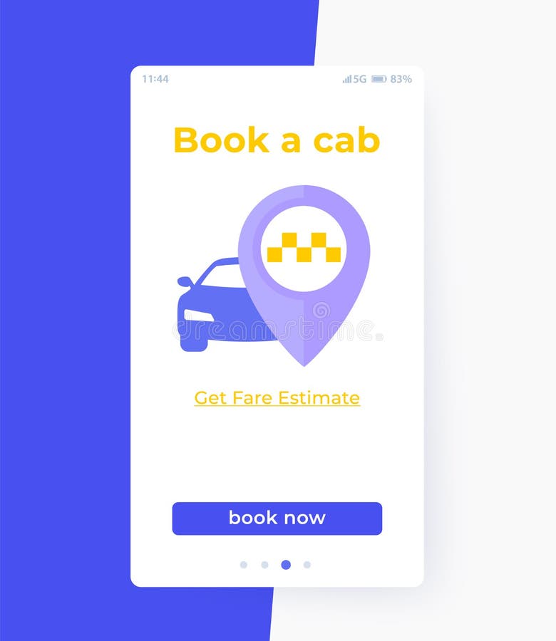 Book a Cab App Interface, Vector Ui Stock Vector - Illustration of ...