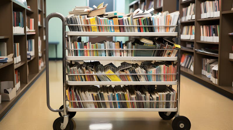 A Book Cart Filled with Novels in a School Library Created with ...