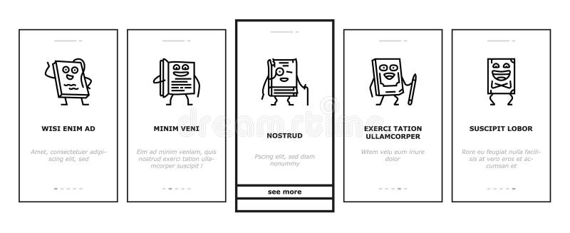Book Character Education Library Onboarding Icons Set Vector Stock ...