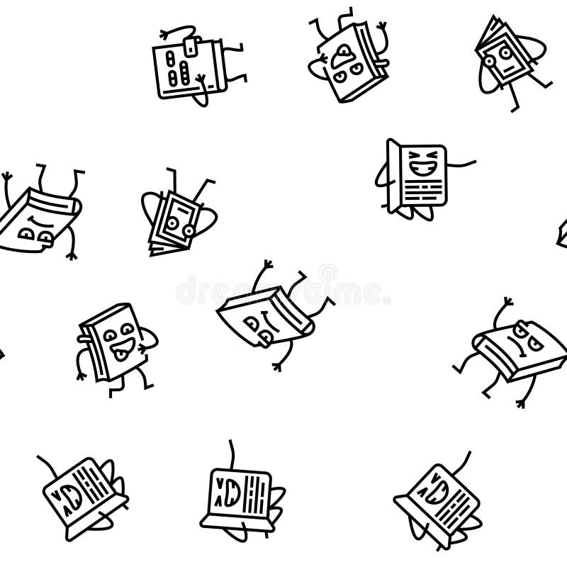 Book Character Education Library Vector Seamless Pattern Stock Vector ...