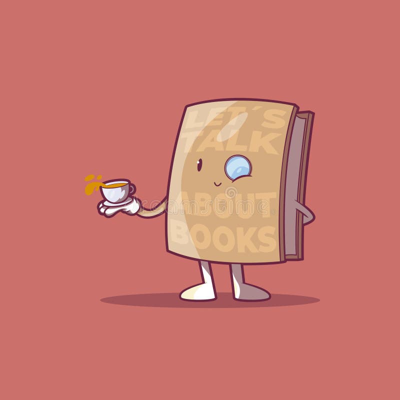 Book Character Holding a Cup of Tea Vector Illustration. Stock Vector ...