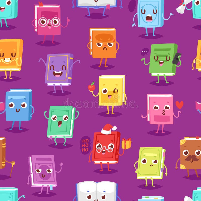 Book Character Vector Cartoon Emotion Textbook with Childish Face ...