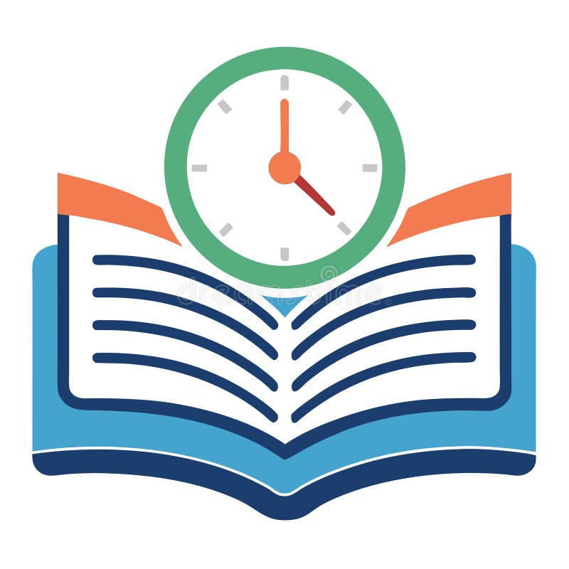 Book with Clock Icon for Education, Time Management, and Academic ...