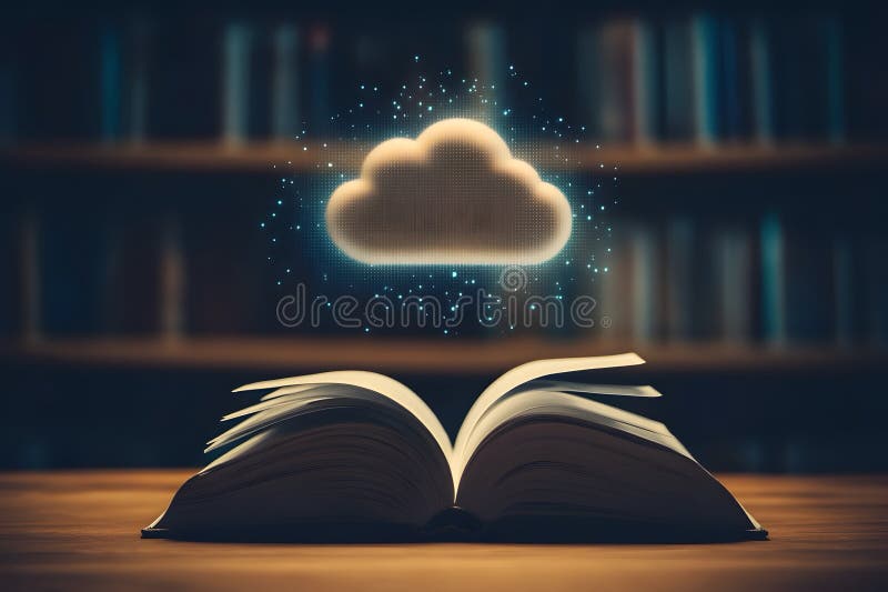 A Book and a Cloud Storage Icon, a Concept of Modern Cloud Storage ...