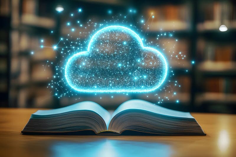 A Book and a Cloud Storage Icon, a Concept of Modern Cloud Storage ...