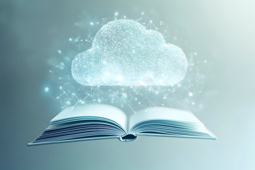 A Book and a Cloud Storage Icon, a Concept of Modern Cloud Storage ...