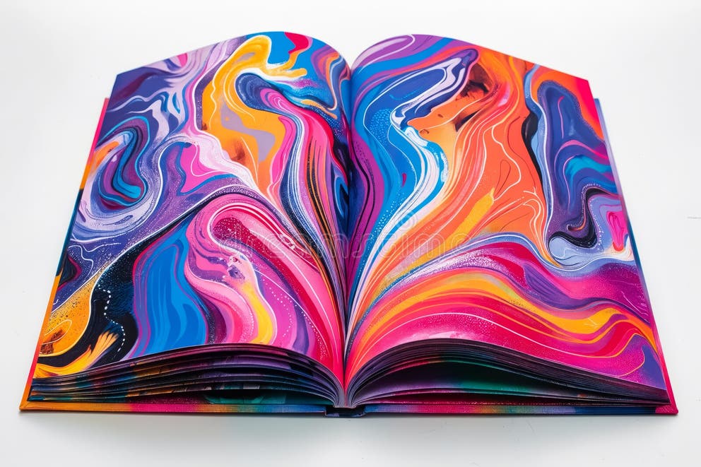A Book with a Colorful Marbled Cover on a White Surface. Generative AI ...
