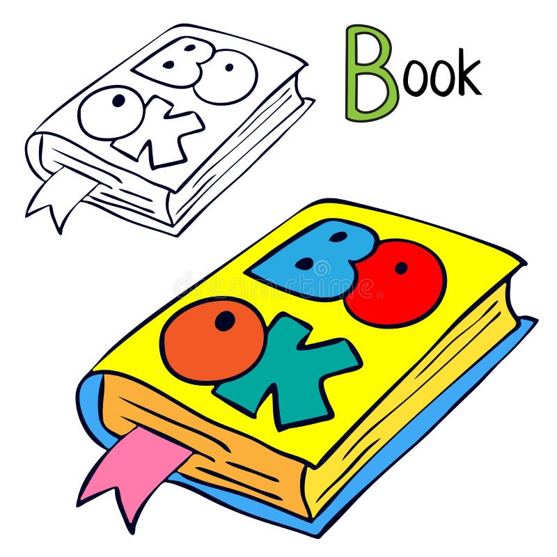 Book. Coloring book page stock vector. Illustration of textbook - 140201164