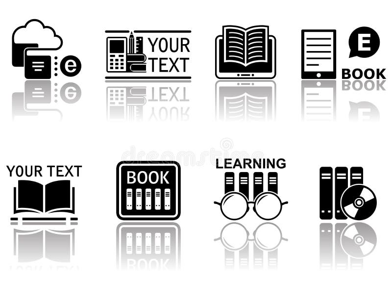 Book Concept Symbols with Reflection Stock Vector - Illustration of ...