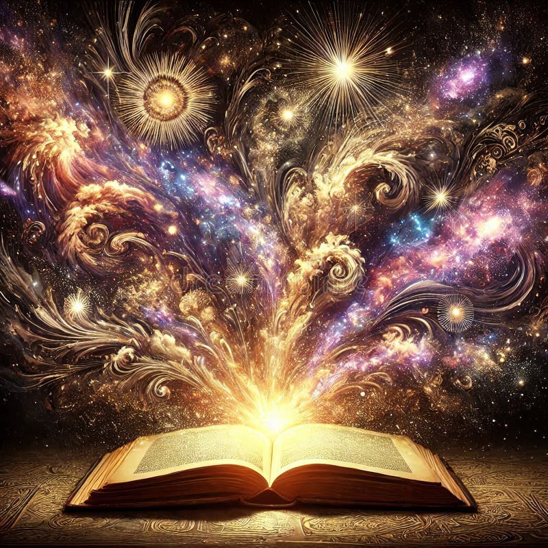 Book of Cosmic Energy and Light Stock Illustration - Illustration of ...