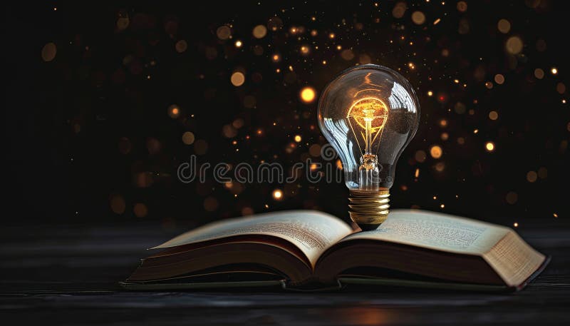 Book Cover with a Light Bulb, Realistic and Modern. Stock Illustration ...