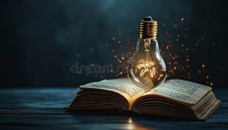 Book Cover with a Light Bulb, Realistic and Modern. Stock Illustration ...