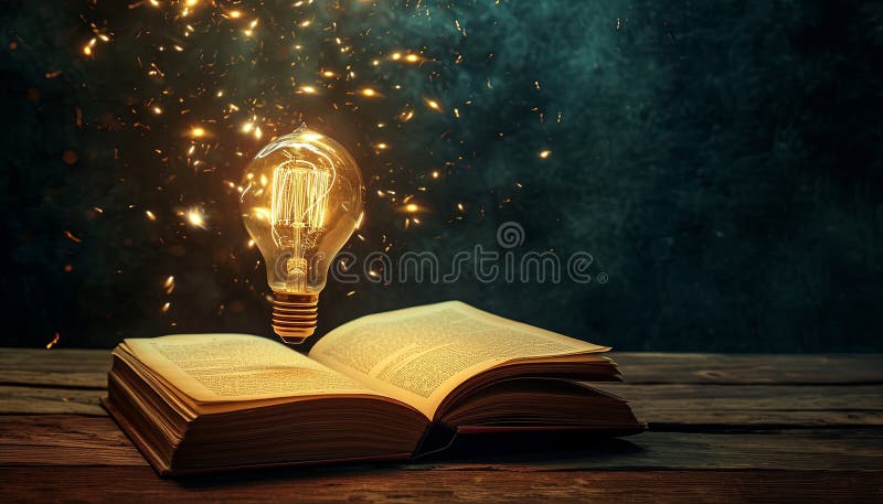 Book Cover with a Light Bulb, Realistic and Modern. Stock Illustration ...
