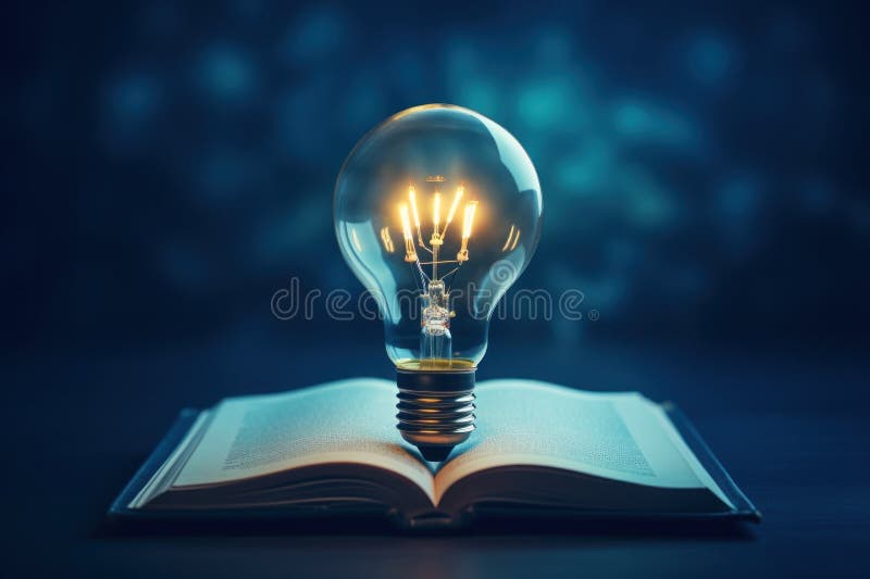 Book Cover with a Light Bulb, Realistic and Modern. Generative AI Stock ...
