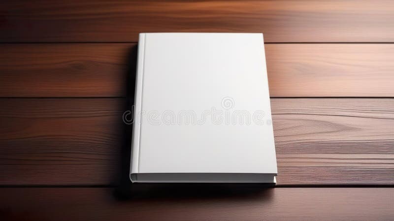 Book Cover Mockup Lying on Wooden Desk Stock Image - Image of brochure ...