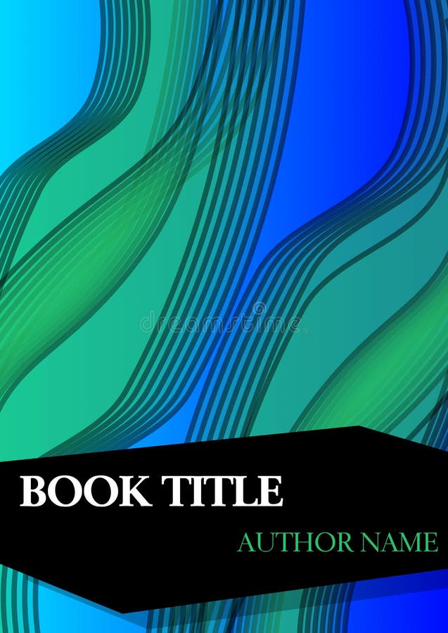 Book Cover Template with Abstract Green and Blue Wave Shape Stock ...