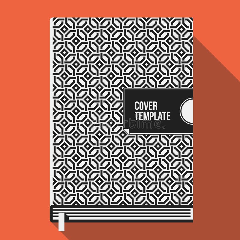 Book Cover Template with Monochrome Geometric Pattern Stock Vector ...