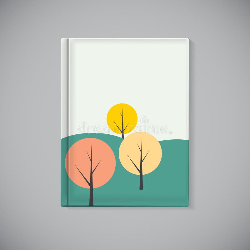 Book Cover Template with Simple Autumn Tree Background Vector Il Stock ...